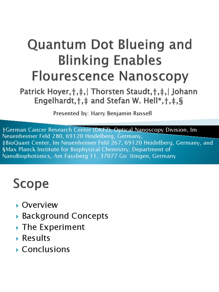 Quantum Dot Blueing and Blinking Enables Flourescence Nanos | PDF ...