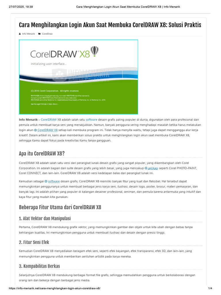 Hilangkan Login CorelDRAW X8 Mudah | PDF