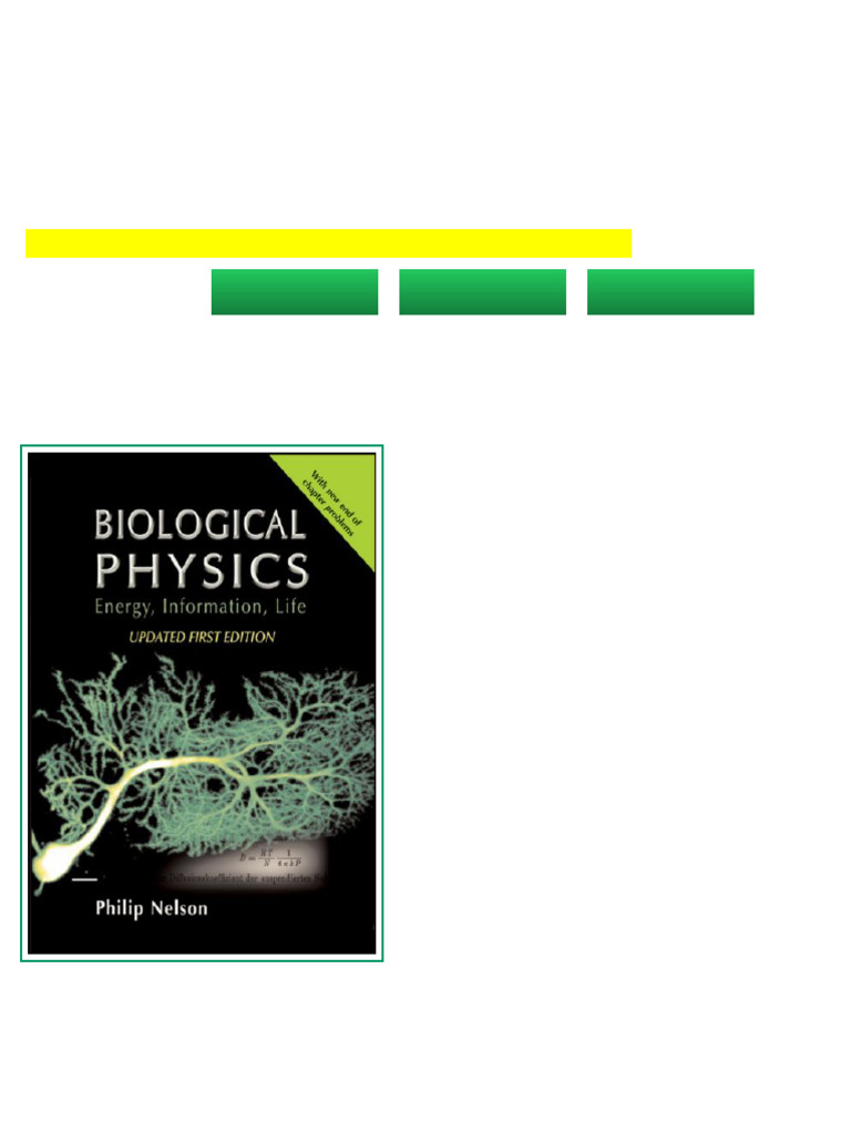 Biological Physics Free Web Version Dec 2002 1st Edition Philip Nelson ...