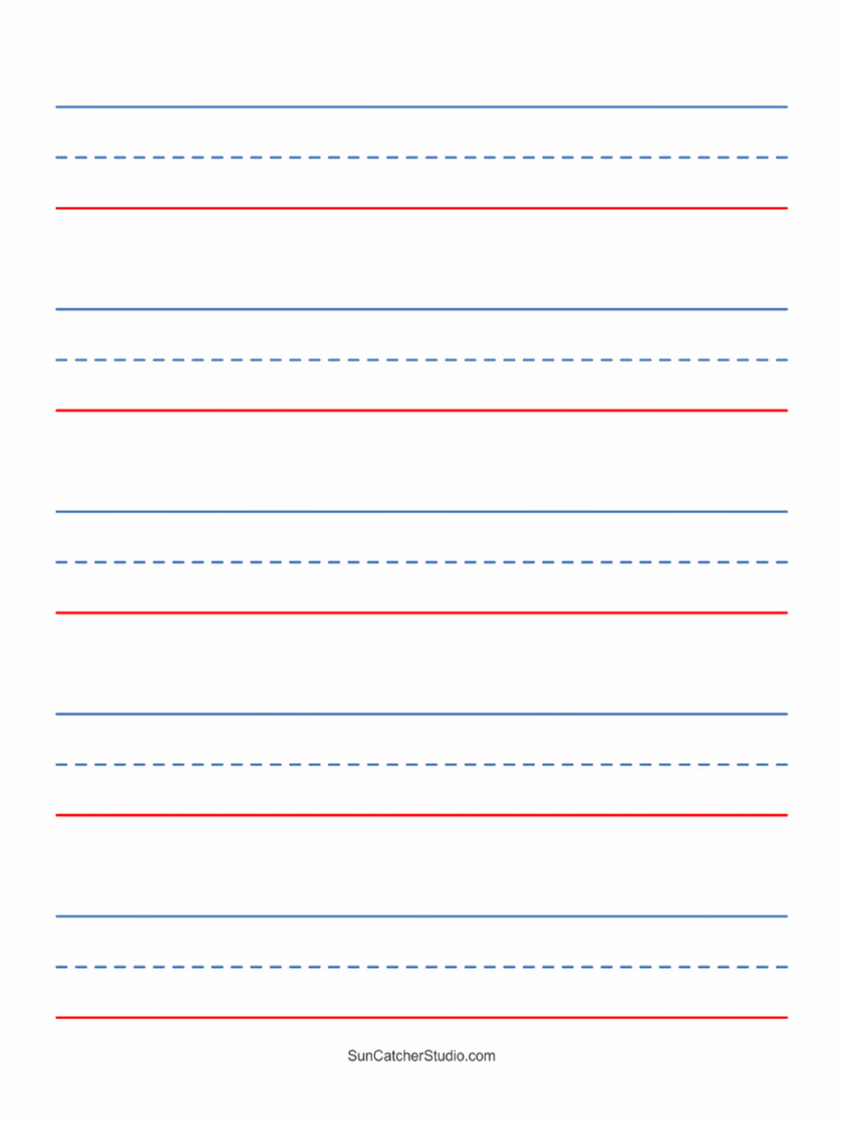 Printable Handwriting Lined Paper Portrait 5 Ff0000 4477bb | PDF