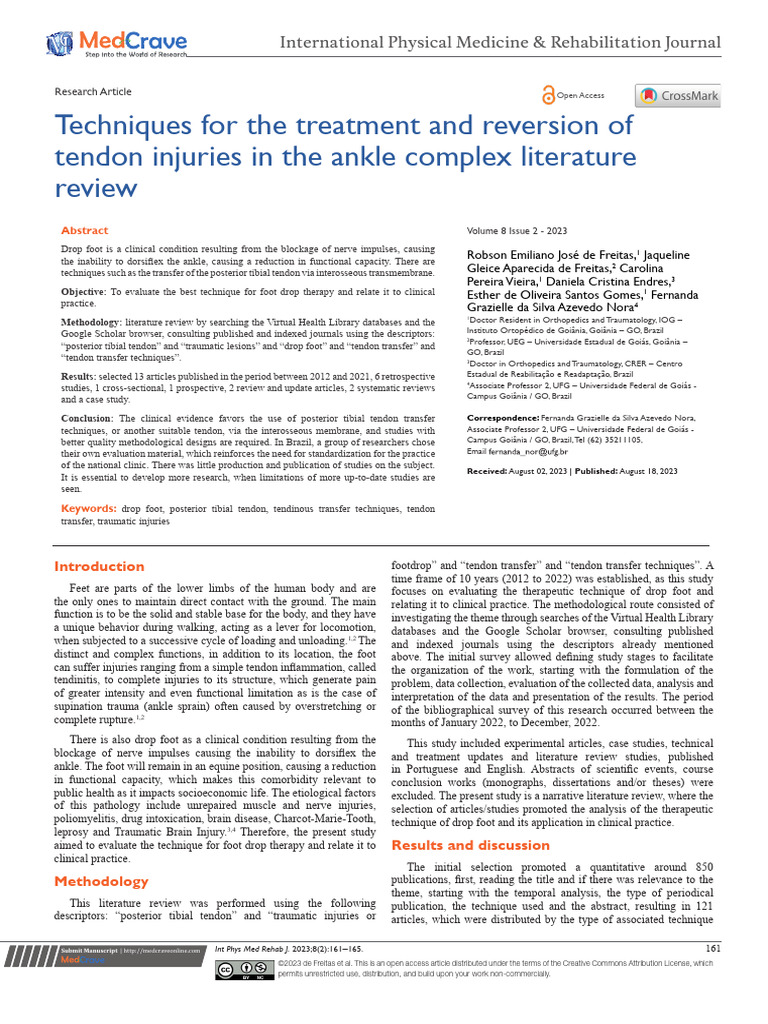 Artigo Techniques for the Treatment and Reversion of Tendon Injuries ...