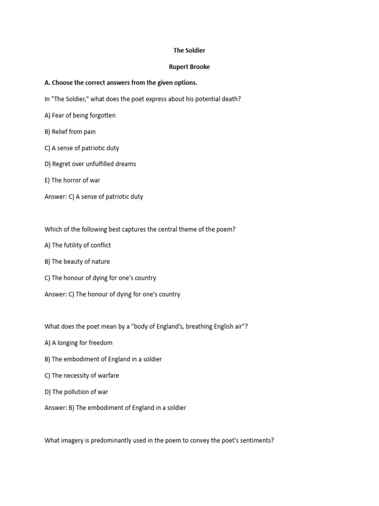 The Soldier Rupert Brooke | PDF | Poetry | Romanticism