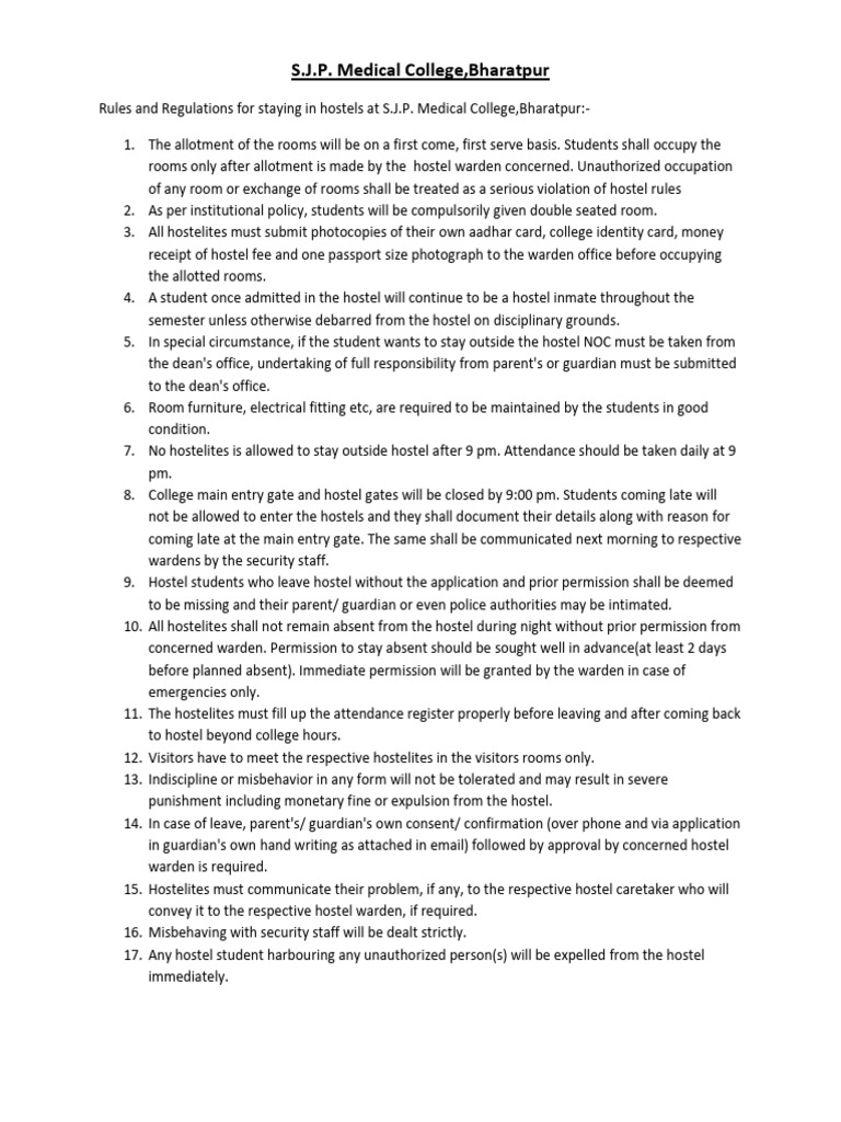 Hostels Rules Final | PDF | Justice | Crime & Violence