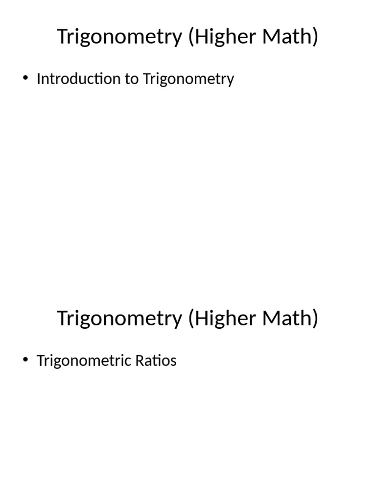 Trigonometry (Higher Math) | PDF
