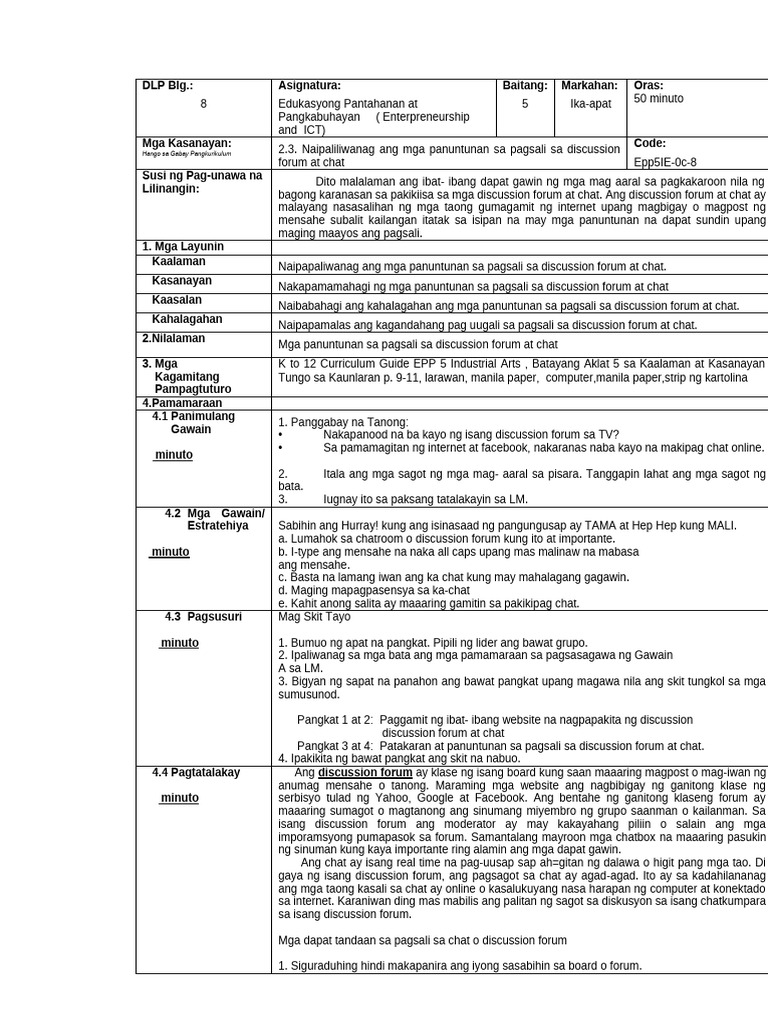 EPP Q4 DLP No. 8 | PDF