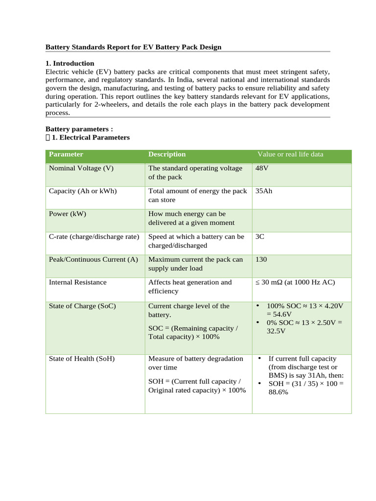 EV Battery Pack Standards Overview | PDF | Rechargeable Battery ...