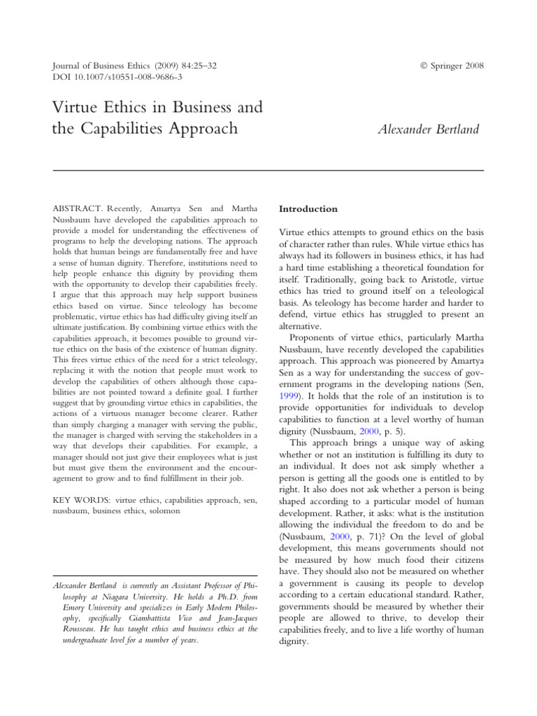 Session 4 - Reading 6 - Virtue Ethics in Business and Capabilities ...