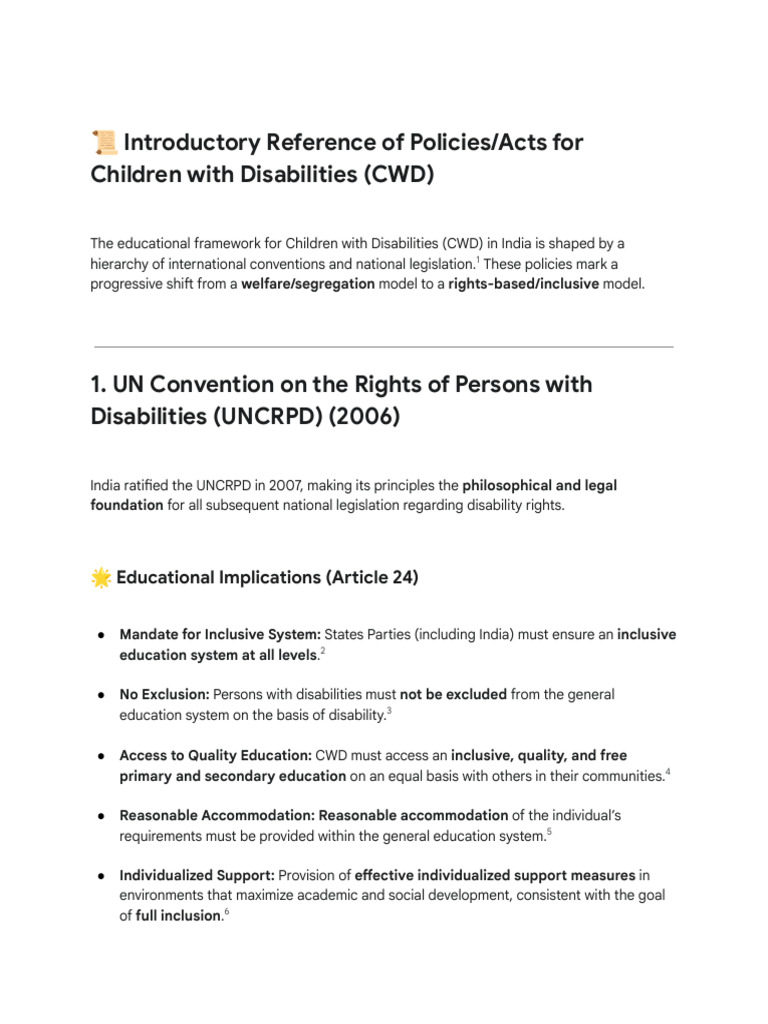Introductory Reference of Policies-Acts With Refe... | PDF | Disability ...