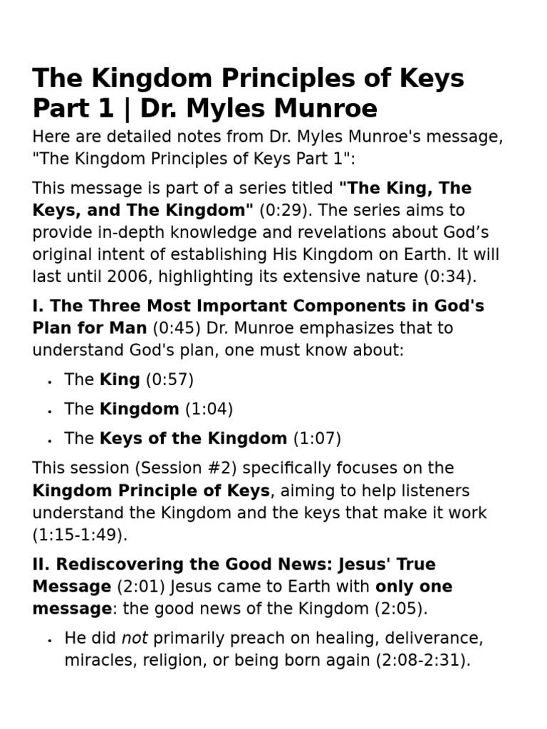 Kingdom Principles of Keys Explained | PDF | Jesus | Kingship And ...