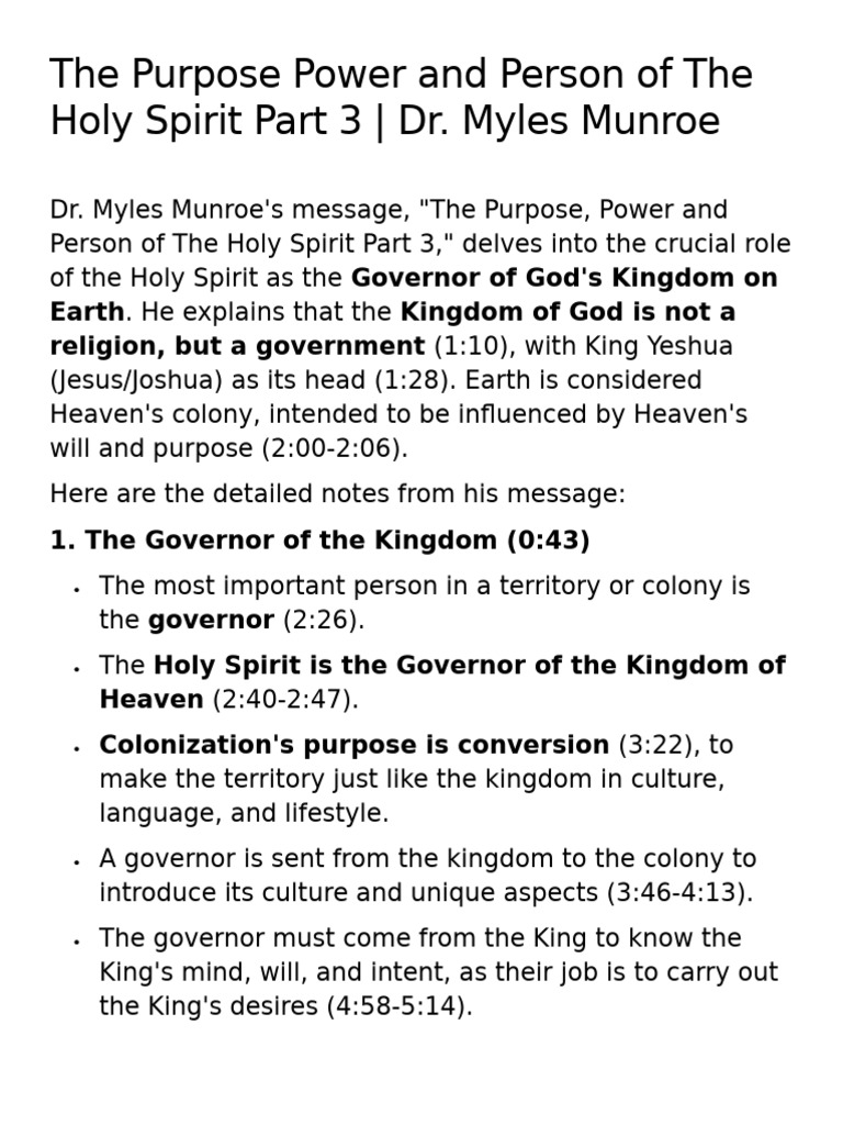 The Holy Spirit: Governor of Heaven's Kingdom | PDF | Jesus | Holy Spirit