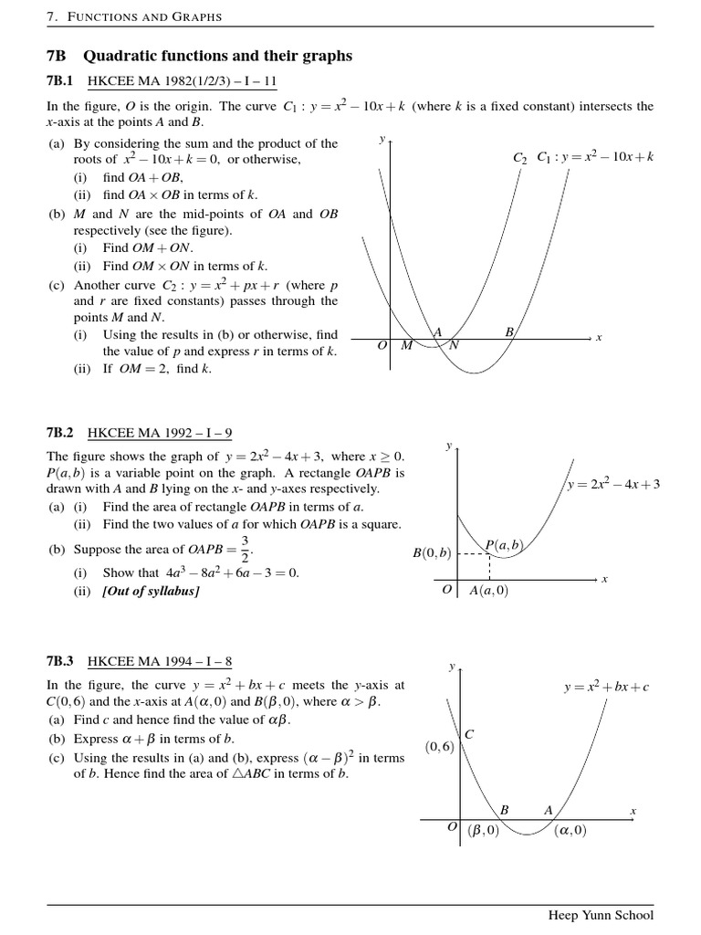 Quadratic Functions and Graphs Analysis | PDF | Elementary Mathematics ...