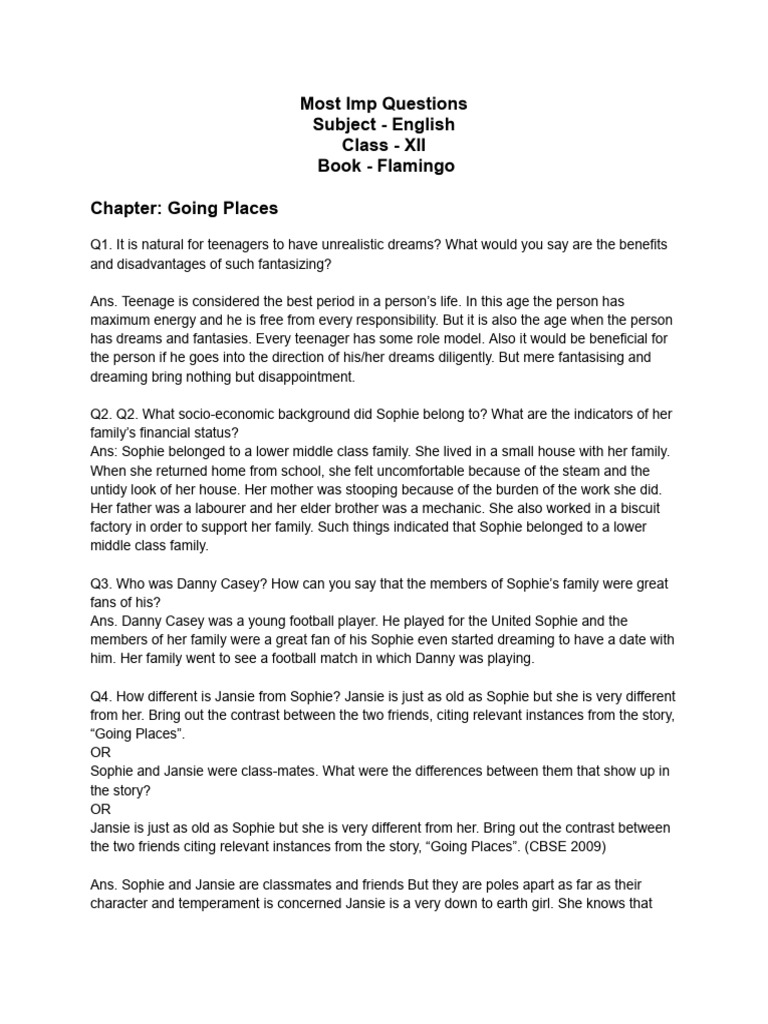 Eng - Flamingo - Most Imp QAs | PDF | Mahatma Gandhi | Swimming