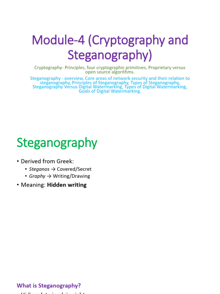 UpdatedModule-4 Part 1 Steganography New | PDF | Cryptography | Espionage Techniques