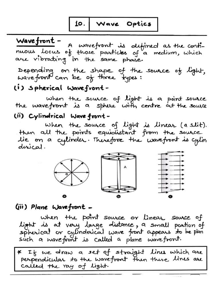 CHAP 10 Wave Optics | PDF | Refraction | Waves
