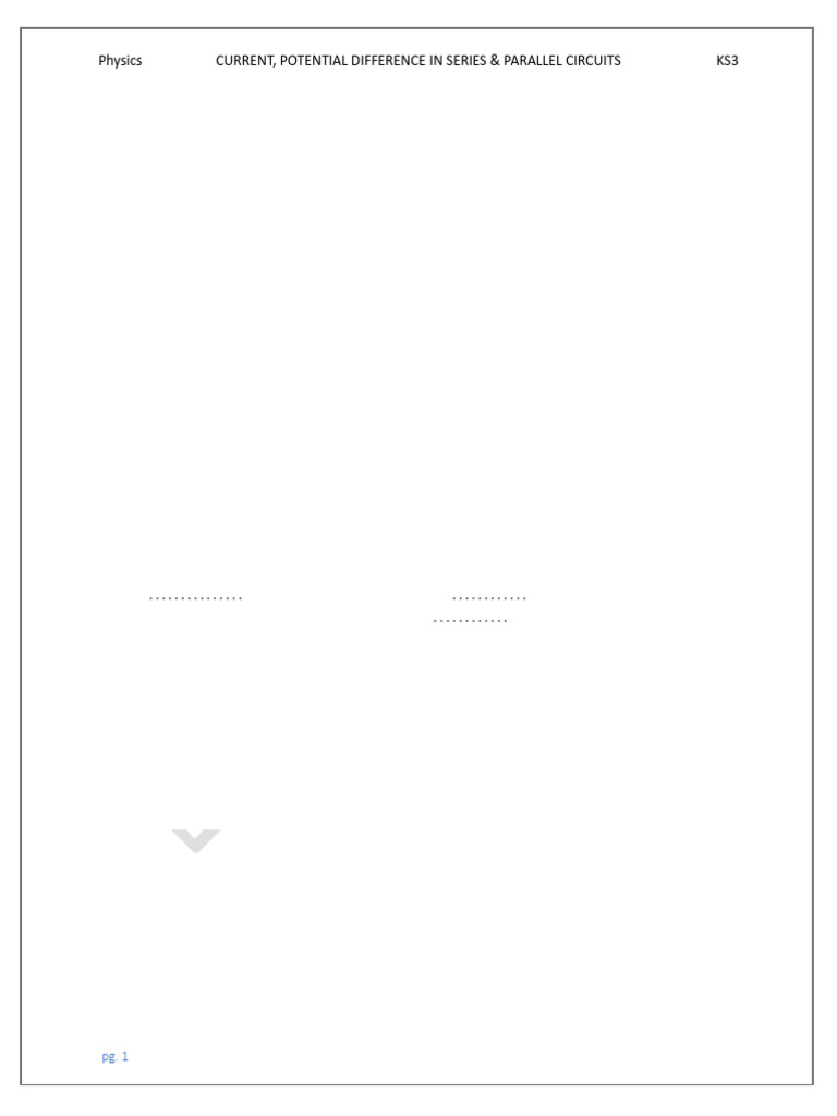 Current, Voltage in Series & Parallel Circuits KS3 Worksheet | PDF ...