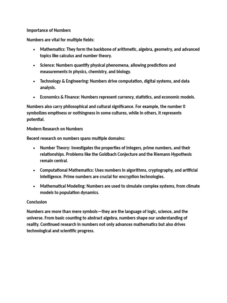 Importance of Numbers | PDF