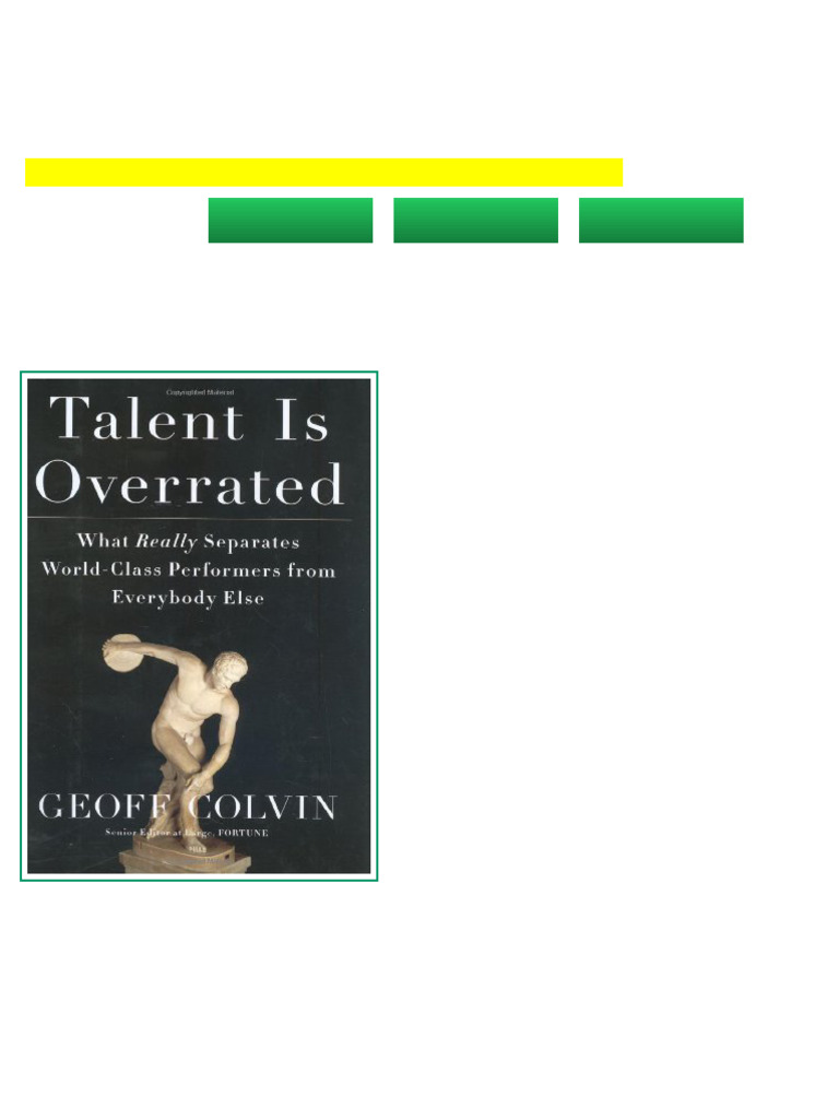 Talent Is Overrated 1st Edition Geoffrey Colvin: Mirror Link | PDF ...