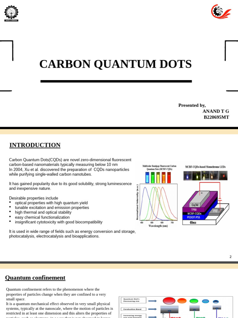Carbon Quantum Dots: Properties & Applications | PDF | Materials ...