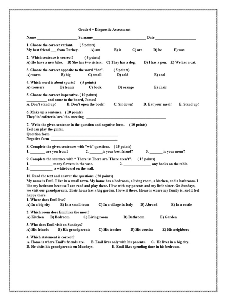 Grade 6 Diagnostic Assessment Test | PDF | Chess Openings | Chess Theory