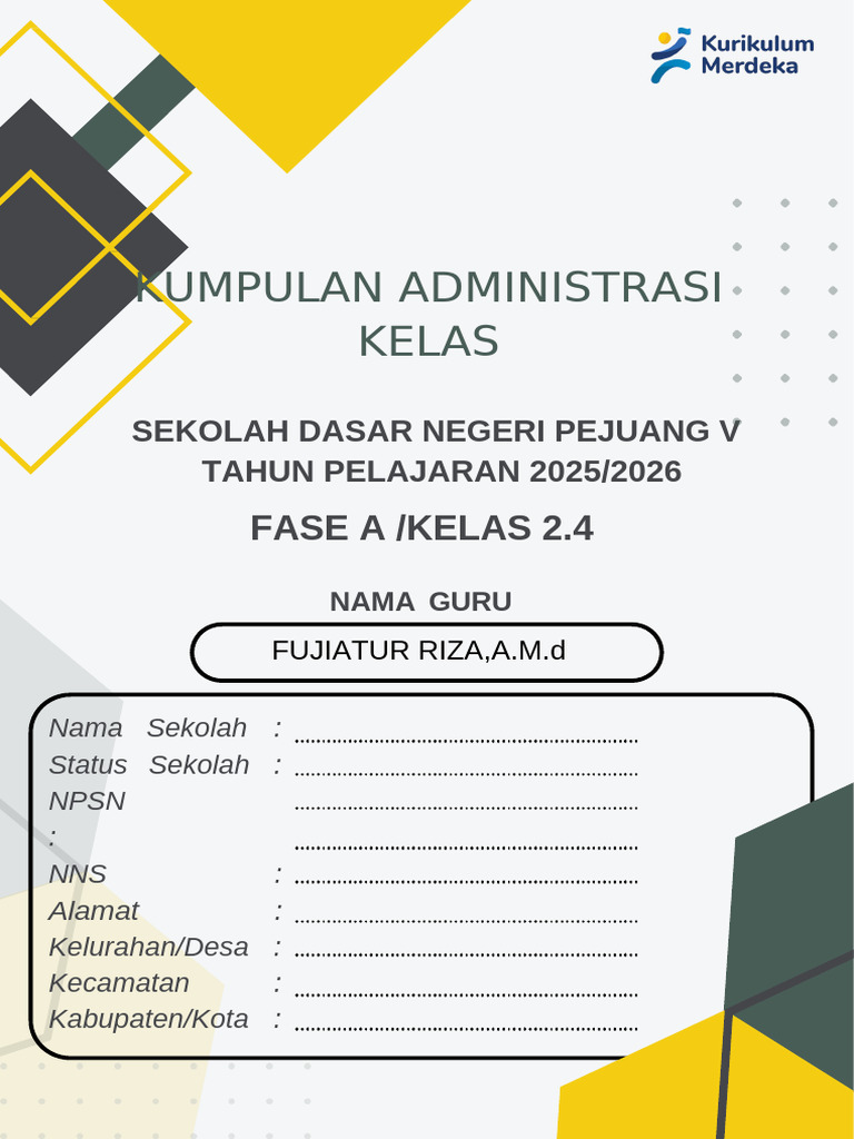 Administrasi Kelas SD Pejuang V 2025/2026 | PDF