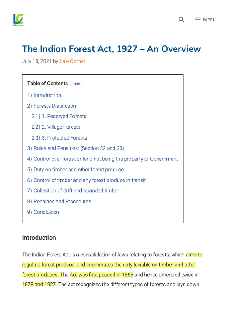 Overview of the Indian Forest Act 1927 | PDF | Forests | Search And Seizure