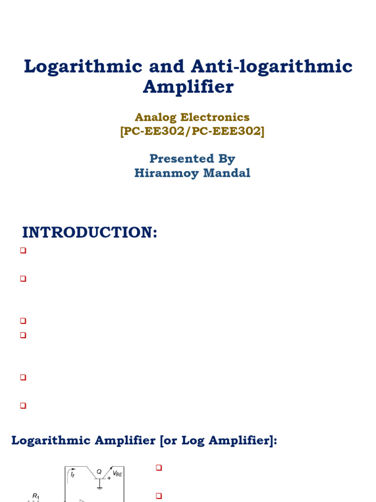 Lecture-Log and Antilog Amplifier | PDF
