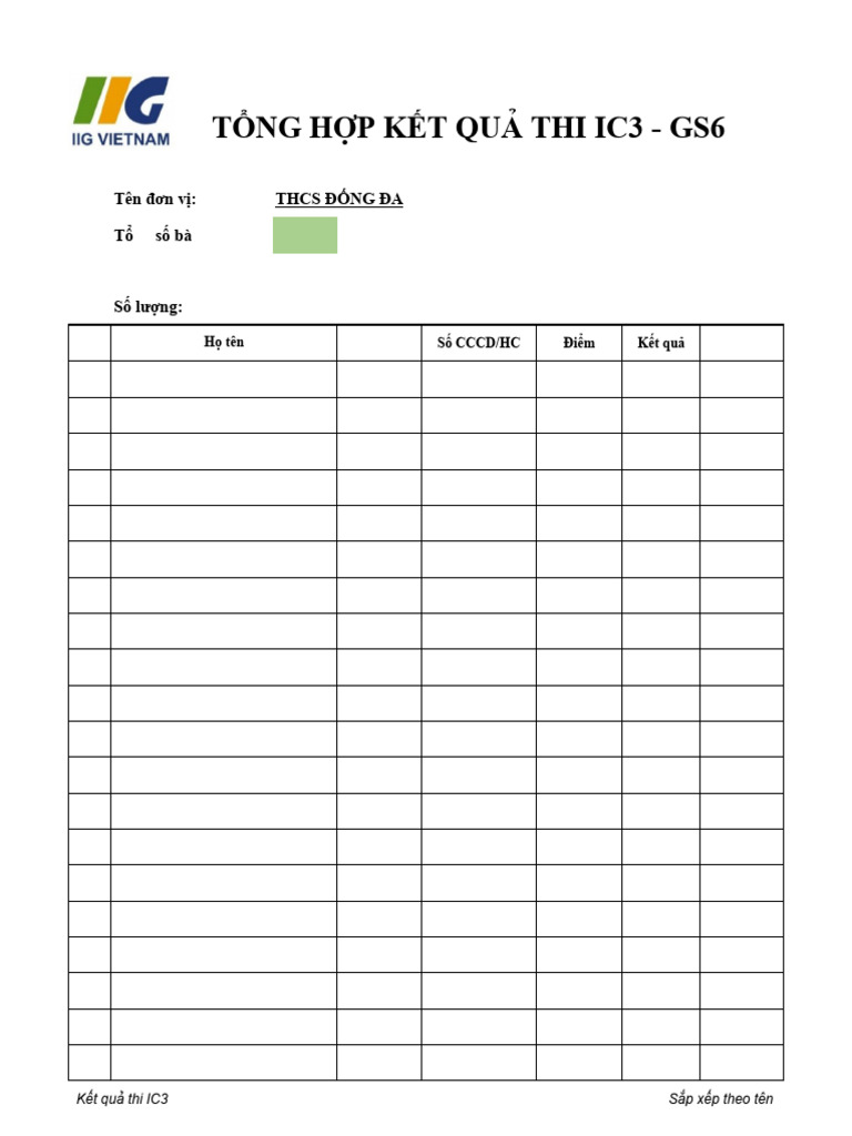 Khoi 7 BCKQT (HCM) Ic3 Gs6 Thcs Dong Da 3.6.25 | PDF