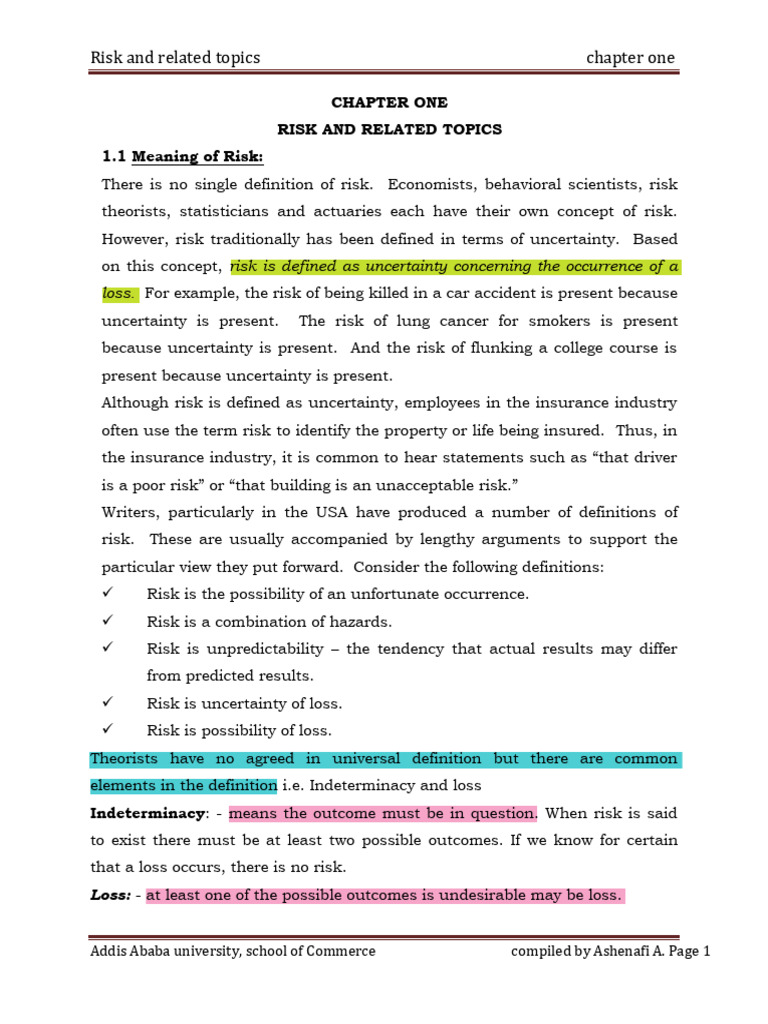 Handout_RMI_AAU it's useful handouts to read | PDF | Financial Risk | Risk