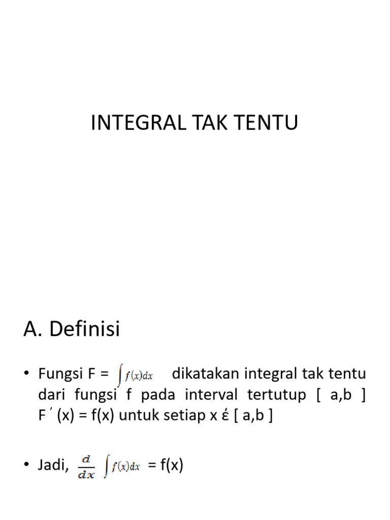 Panduan Integral Tak Tentu dan Contohnya | PDF