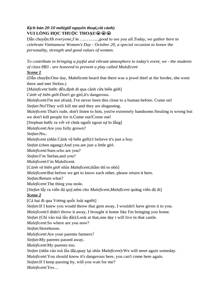 Kịch Bản 20-10 Mới(Cắt Cảnh) | PDF