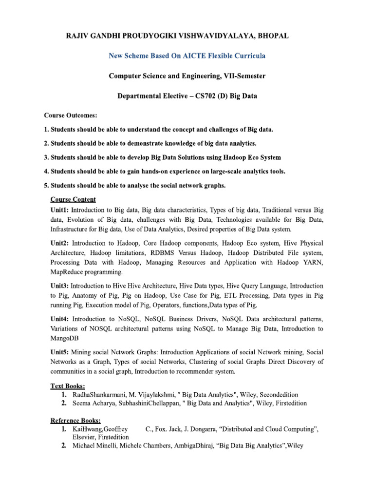 Big Data Syllabus | PDF