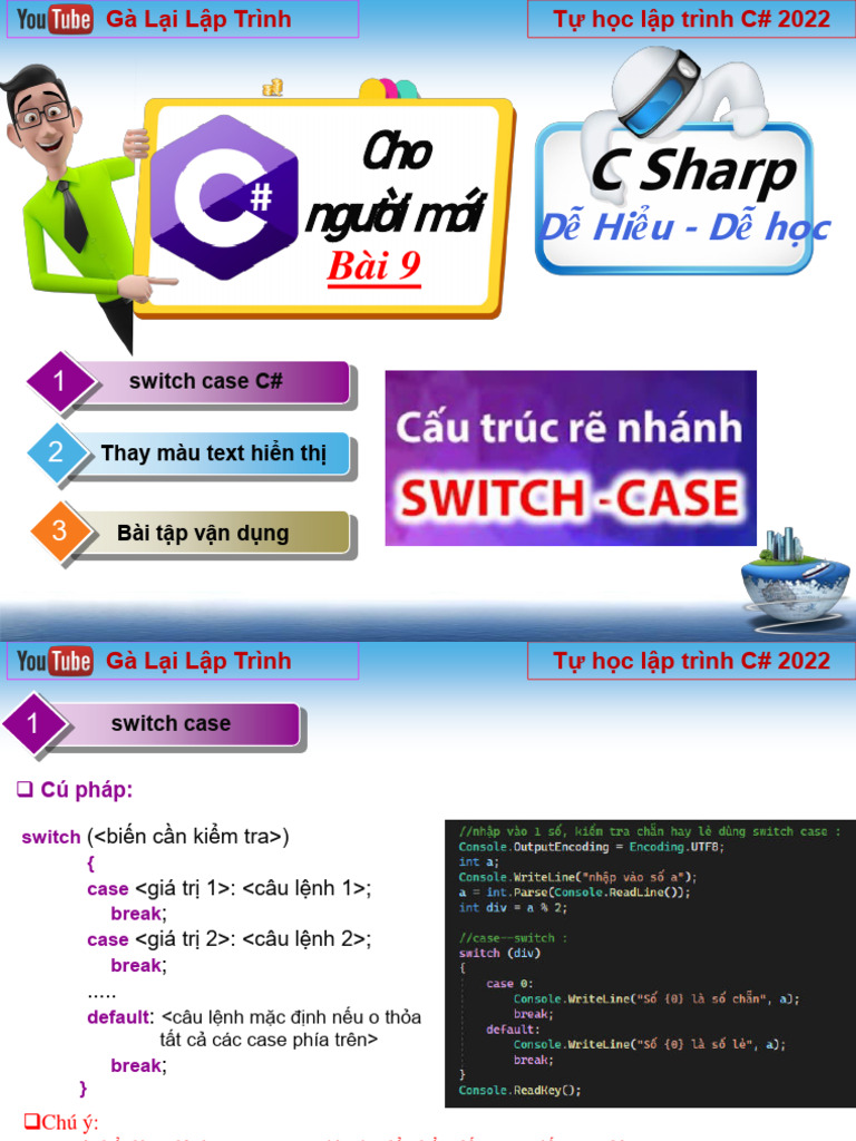 09.Lập Trình C# Cơ Bản - Switch Case C# - Bài Tập Csharp 11 | PDF