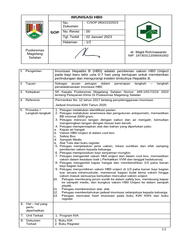 SOP Imunisasi Hb0 Edited | PDF