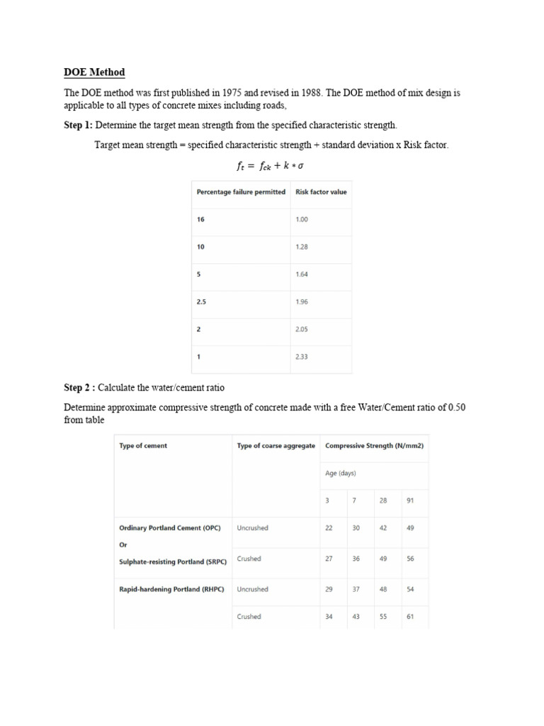 Mix Design DOE Method | PDF