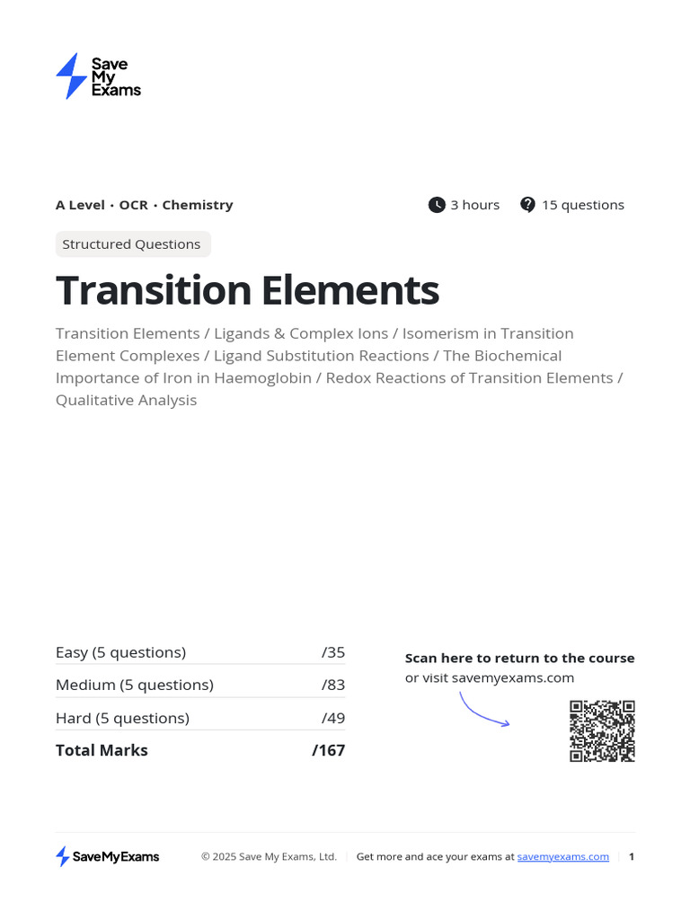 Transition Elements and Complex Ions Guide | PDF | Coordination Complex ...