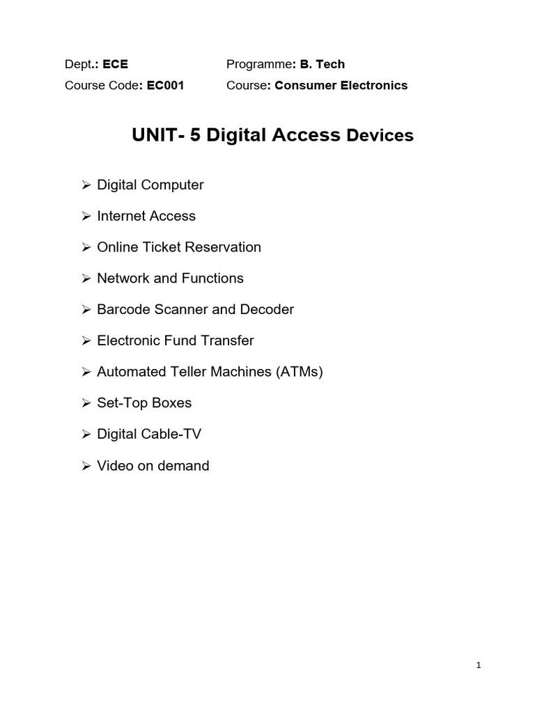 Digital Access Devices Overview | PDF | Internet Access | Computer Data ...