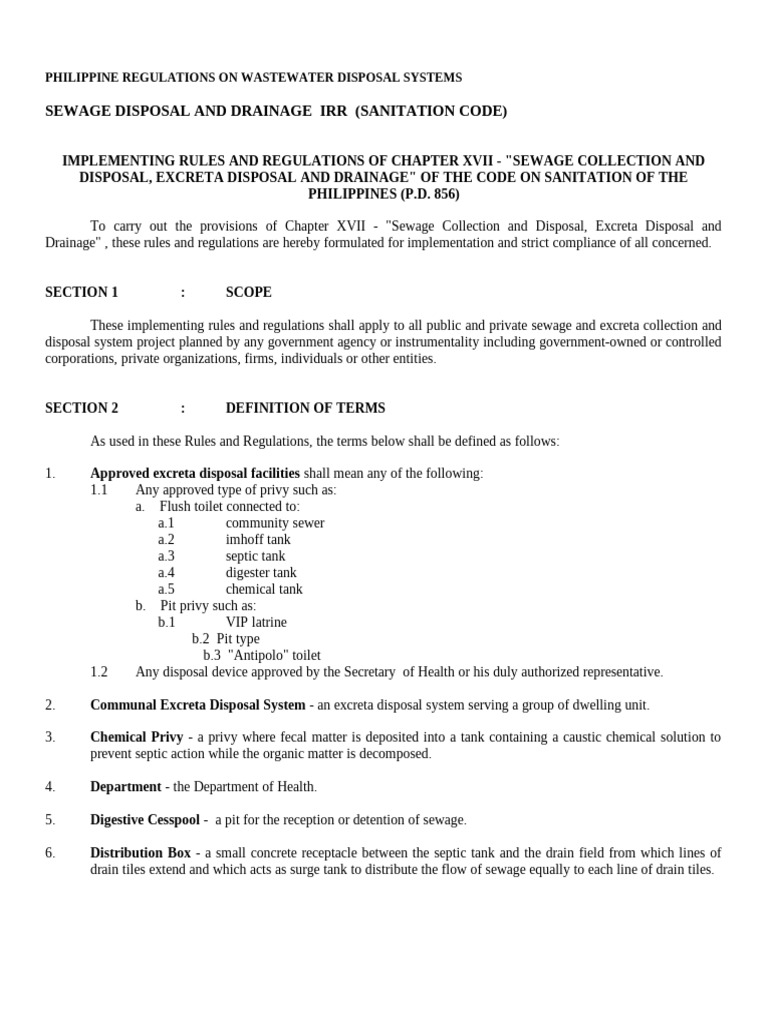 Philippine Wastewater Disposal Regulations | PDF | Sanitary Sewer ...