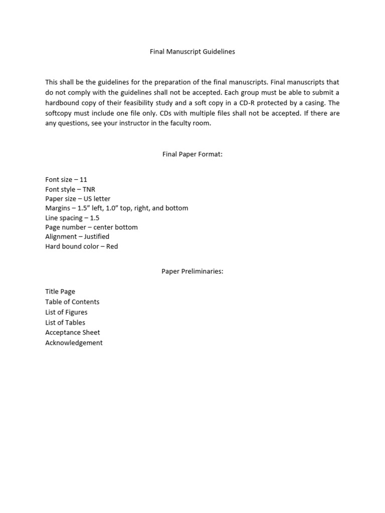 Final Manuscript Submission Guidelines | PDF