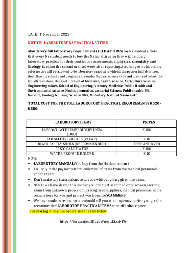 Ns Lab Practical Requirements (First Year) | PDF