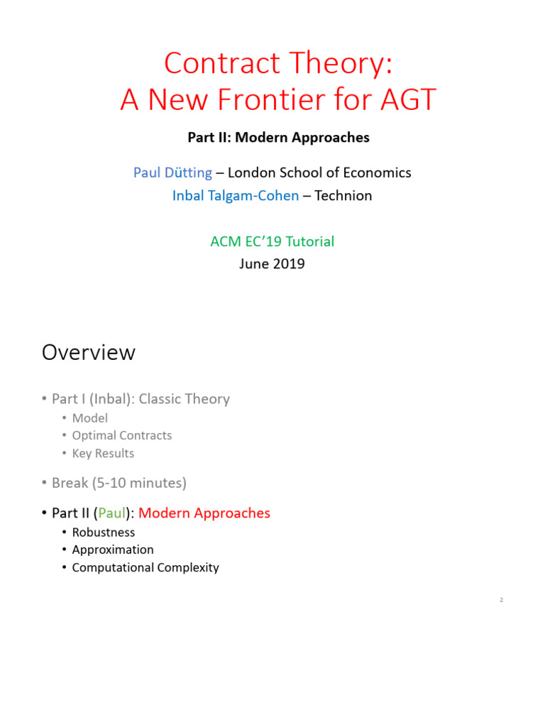 Modern Contract Theory Approaches | PDF | Algorithms | Mathematical ...