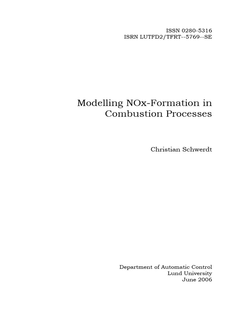 Modelling Nox Formation in Combustion Process | PDF | N Ox | Exhaust Gas