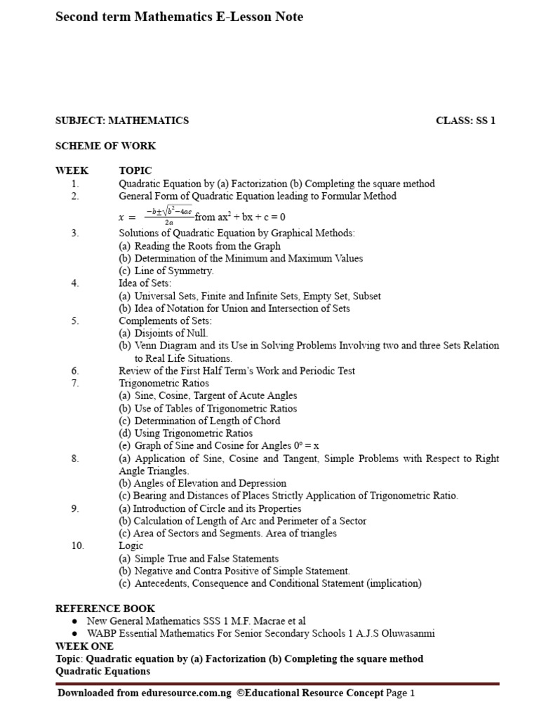 2nd Term s1 Mathematics Org | PDF | Trigonometric Functions | Trigonometry