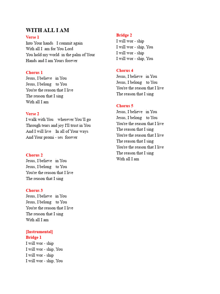 With All I Am Chords | PDF