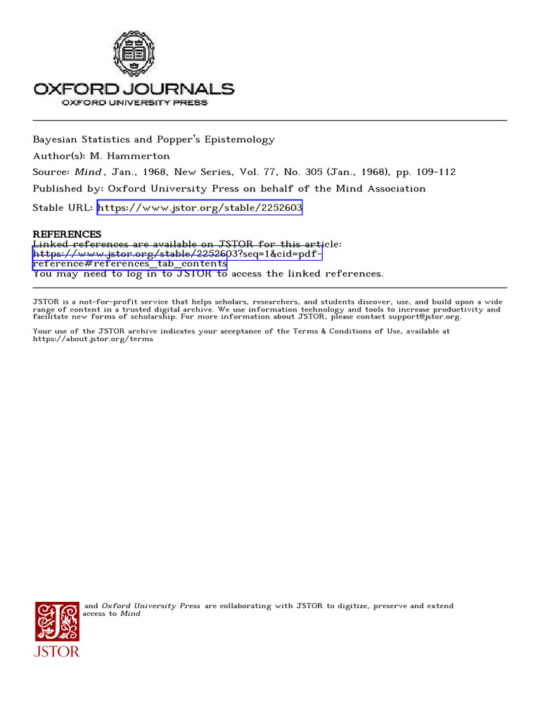Bayesian Statistics and Popper's Epistemology | PDF | Bayesian ...