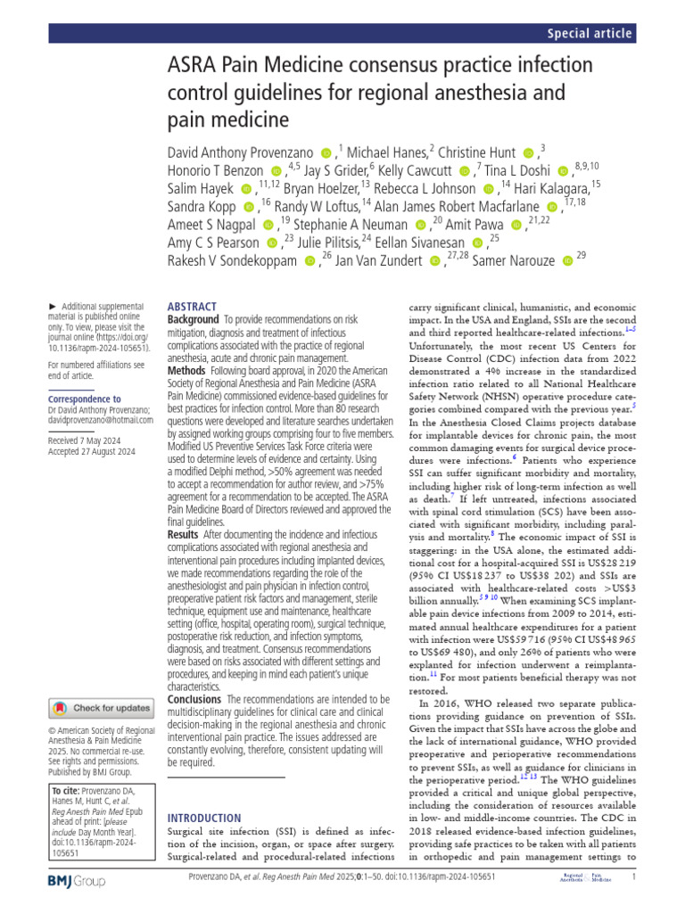 ASRA Infection Control Guidelines | PDF | Staphylococcus Aureus ...
