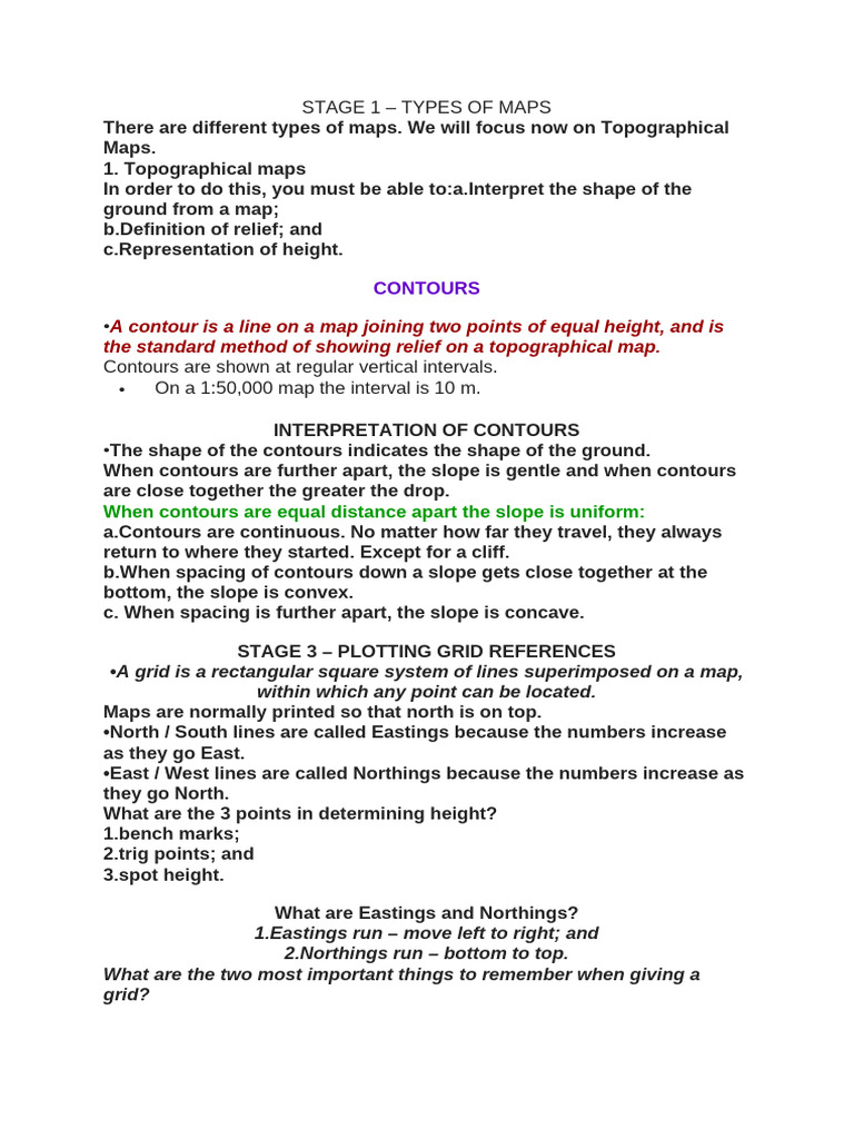 Topography Notes Pdf Topography Contour Line