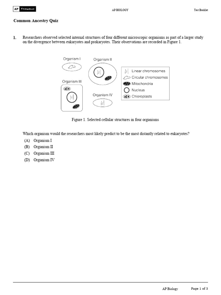 Common Ancestry Quiz for AP Biology | PDF | Transposable Element | Biology