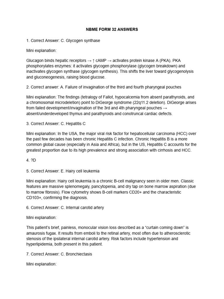 NBME Form 32 Answer Key Insights | PDF | Thyroid | Retrovirus