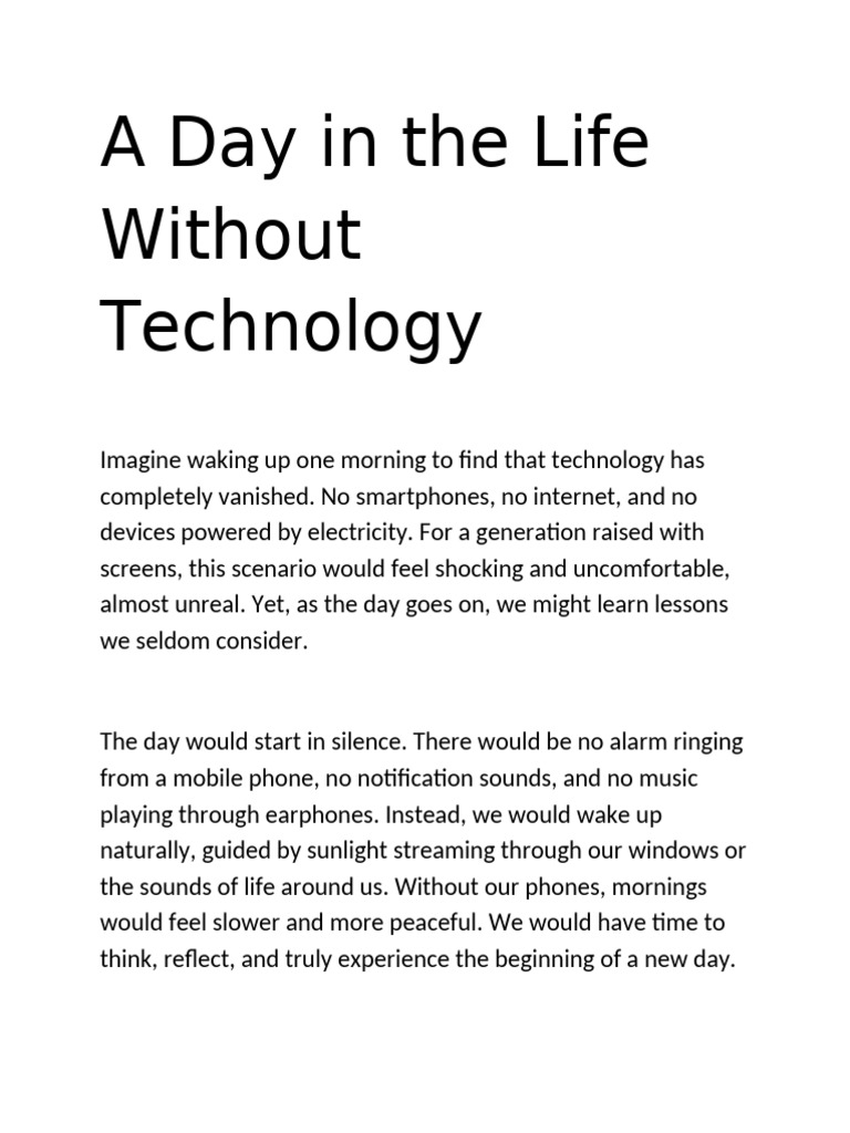 Life Without Technology: A Reflection | PDF | Telephone | Communication