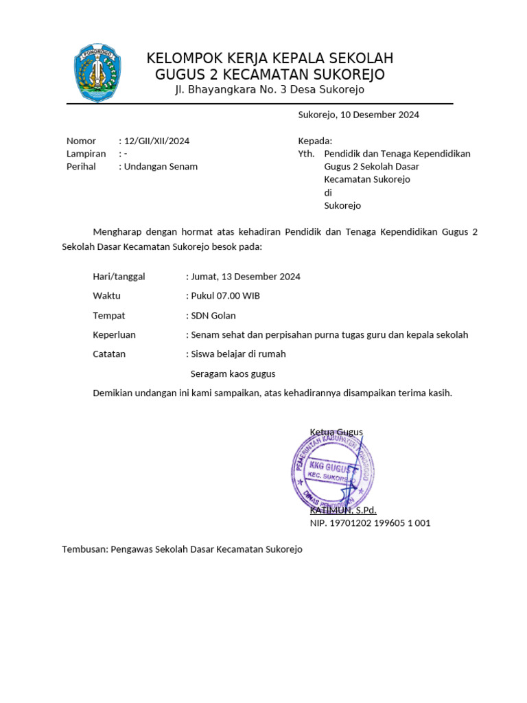 Undangan Senam 13 Des 2024 1 | PDF